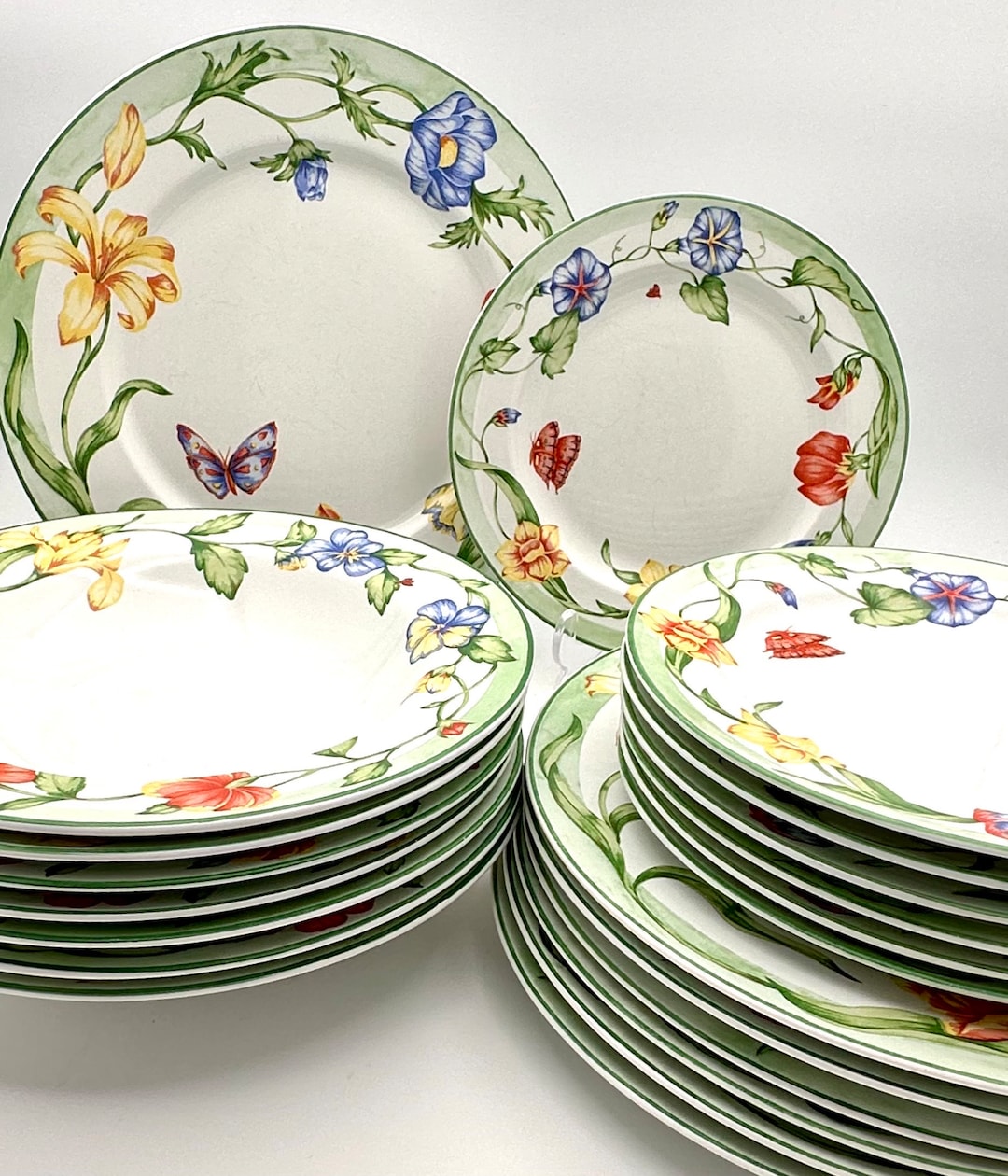 Vintage Coventry Secret Garden 21 Pc Porcelain Dinnerware 3pc Place ...
