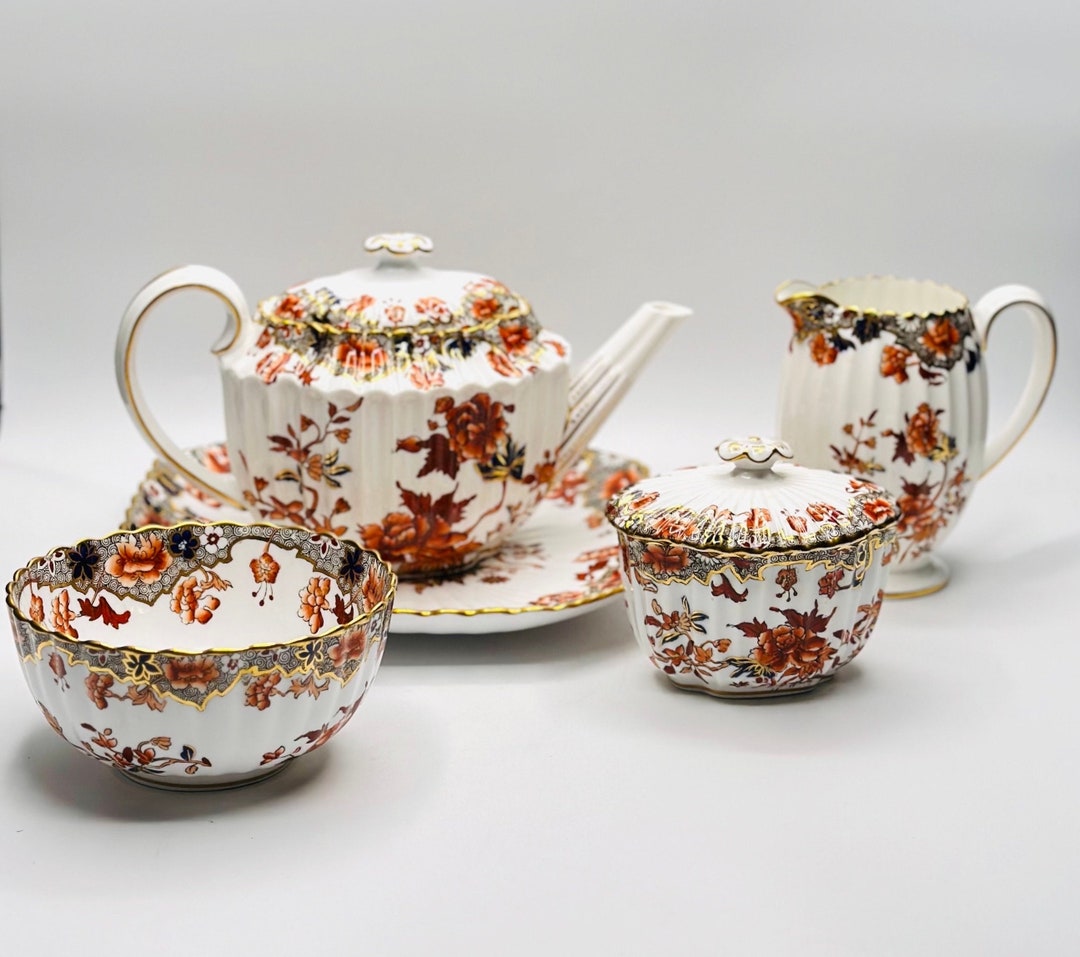 Antique Copeland Spode Tea Set in Imari bertha Pattern 5 Piece English ...