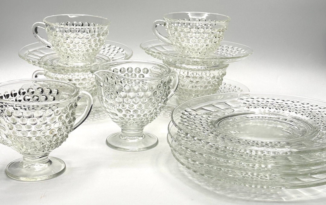 Vintage American Pioneer Hobnail Glassware Set – 14 Piece Luncheon Set ...