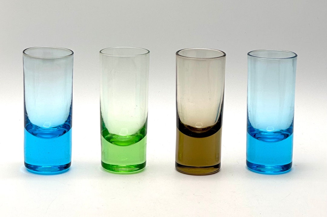 Colorful Heavy Bottom Shot Glasses - Set of 4 - Assorted Colors - 2 Oz ...