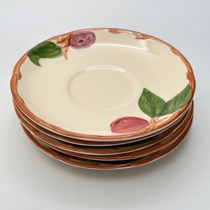 Vintage Franciscan Apple Pattern 5 7/8 Saucers Set of 5 1950s California Pottery Mid Century ...