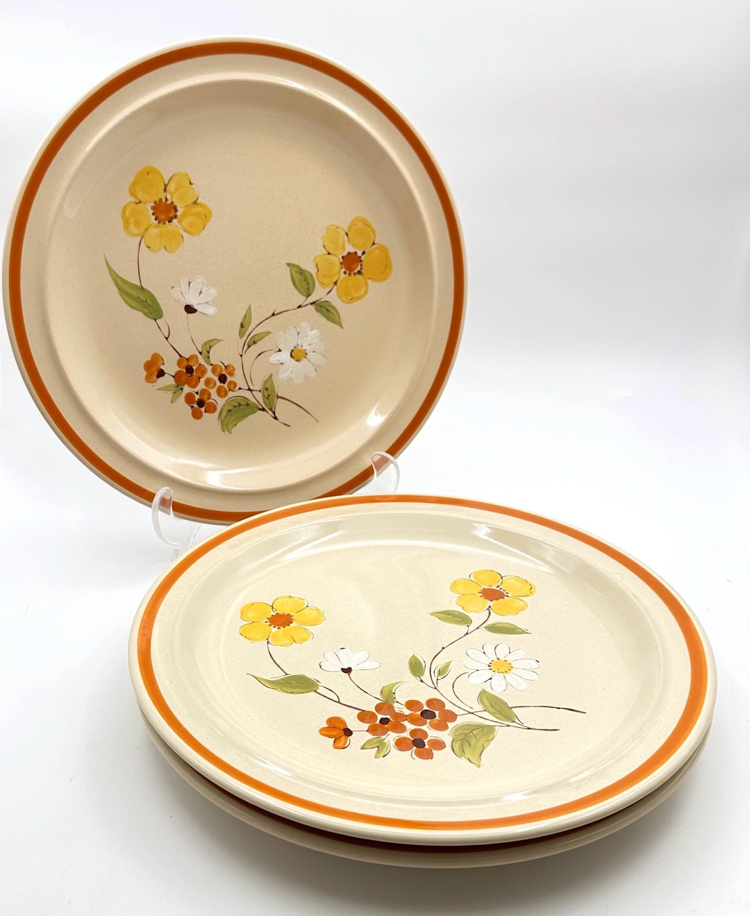 Vintage Ji Stonecrest Andre Ponche 206 Pamela Stoneware Dinner Plates ...
