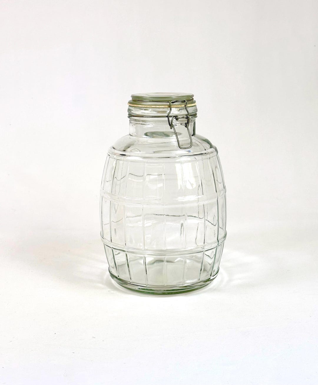 Vintage Barrel-shaped Glass Pickle Jar With Wire Bail Closure Mid ...