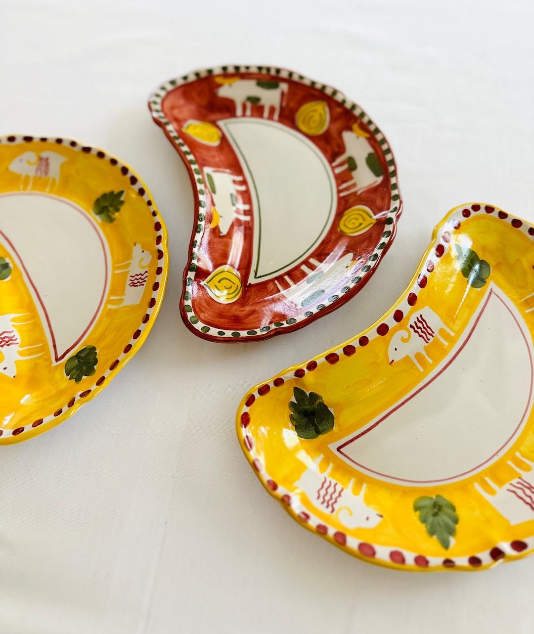 Vintage Italian Plates / Vietri Hand Painted Kidney Shape Side - Etsy