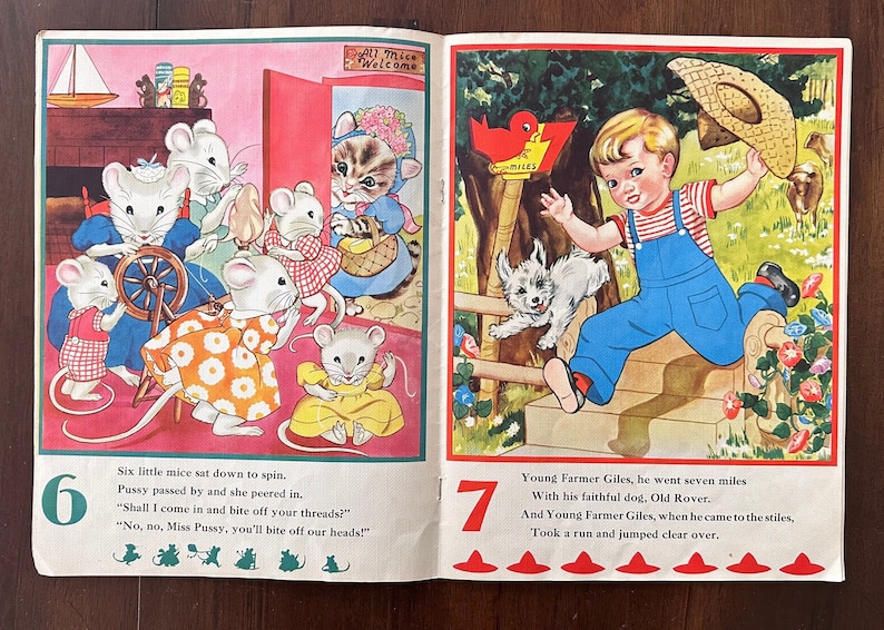 Vintage 'number Rhymes' Children's Book: 1941 Florence Salter ...