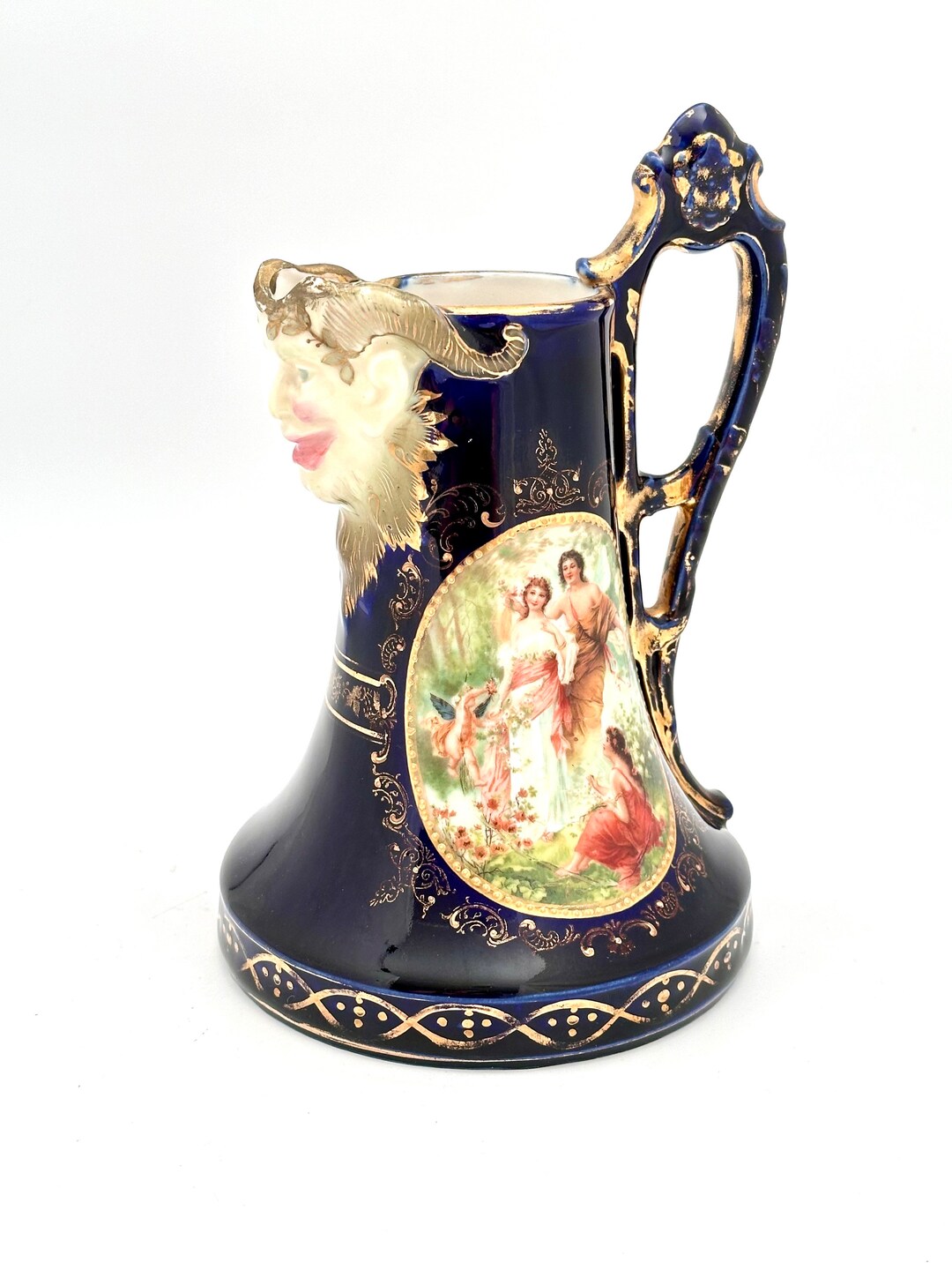 Vintage Royal Vienna Porcelain Bacchus Face Pitcher | 19th Century ...