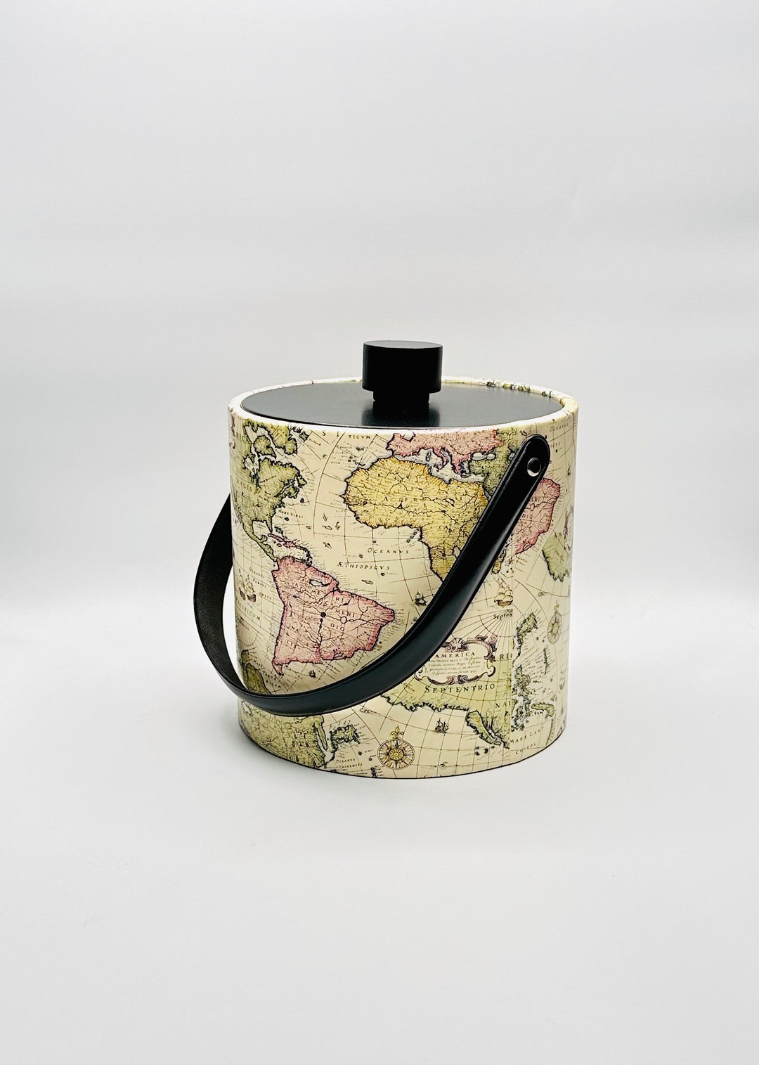 Vintage MCM World Map Ice Bucket by Irvinware 1960s Barware Collectible ...