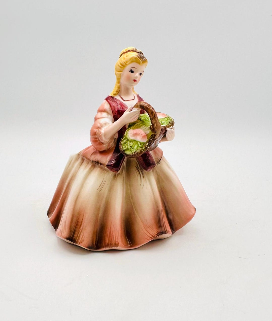 Vintage Lefton Porcelain Victorian Lady Vase / Pink Gown / Tabletop ...