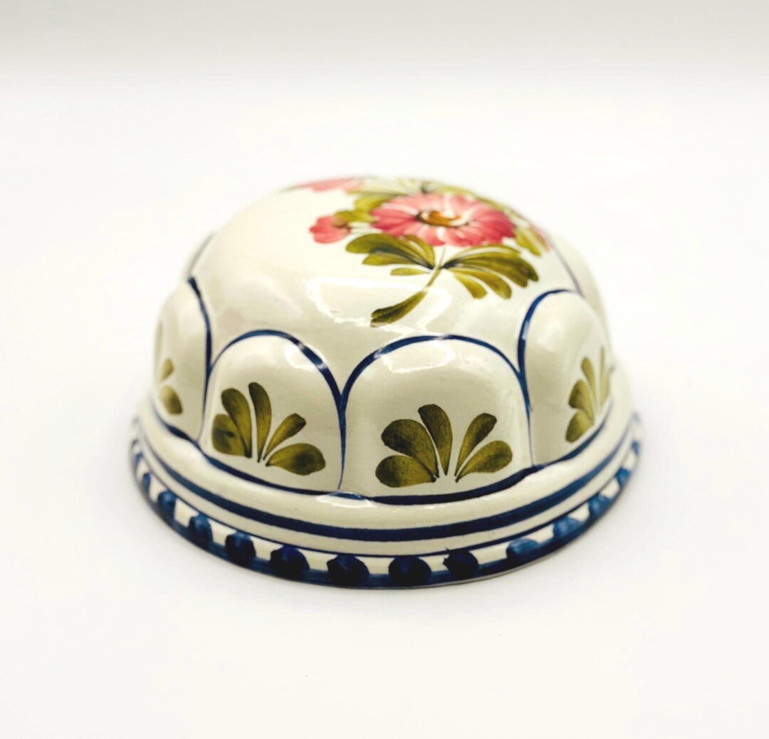 Vintage ABC Bassano Ceramic Gelatin Mold Italian Handpainted Floral ...