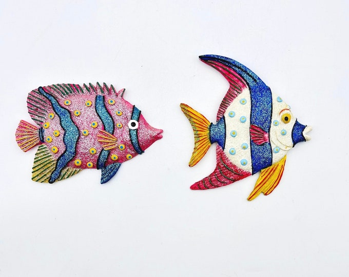 Set of 2 Sparkling Tropical Fish / Tropical Wall Decor / Ocean Theme ...