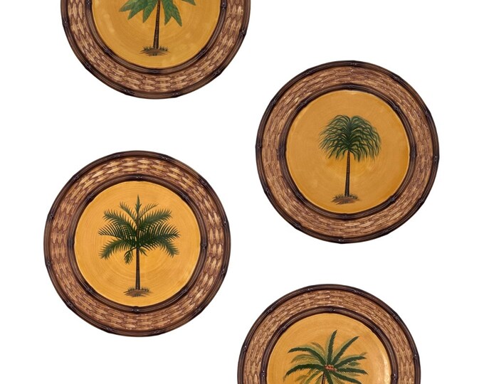 Vintage Pacific Rim China Palm Tree Plates 11" - Set of 4 - Four Unique ...