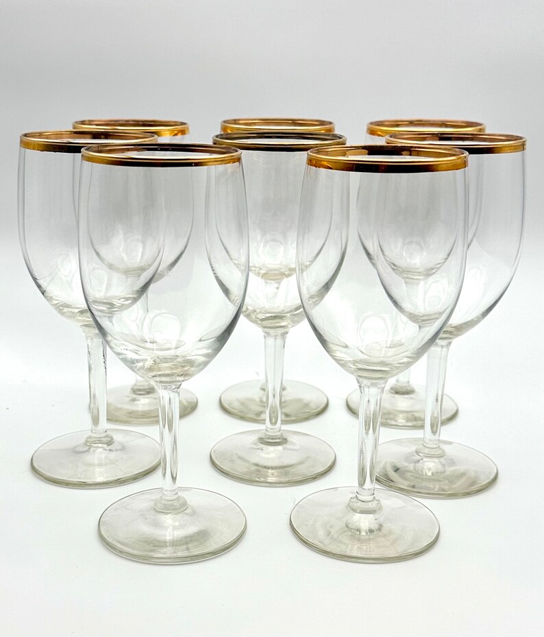 Mid Century Gold Rim Wine Glasses Set Of 4 Total Of 8 Available Retro