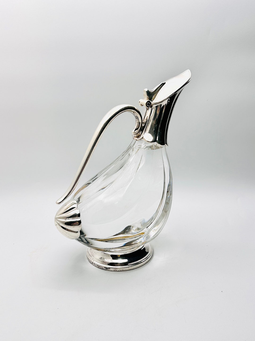 Vintage Silver Plated Crystal Duck Decanter RCR Royal Crystal Rock Wine ...