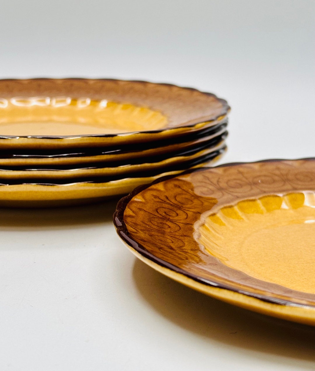 Vintage Metlox Vernon Ware san Fernando Gold Salad Plates 7.25 Set of 5 ...