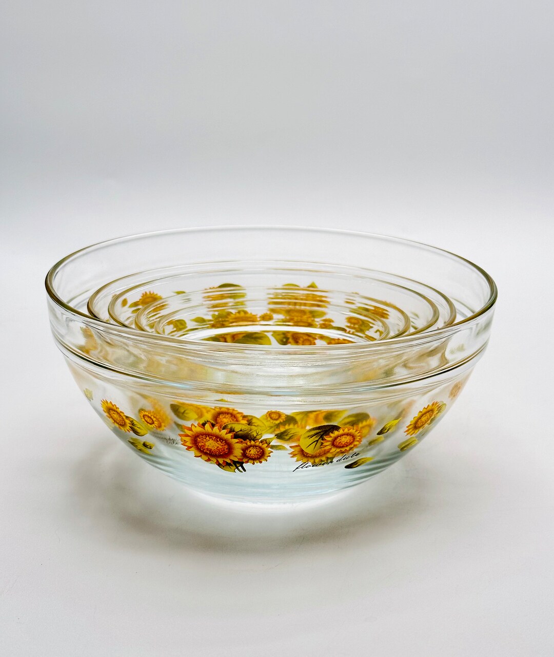 Vintage Imperial Glass flower Dute Nesting Bowls / - Etsy