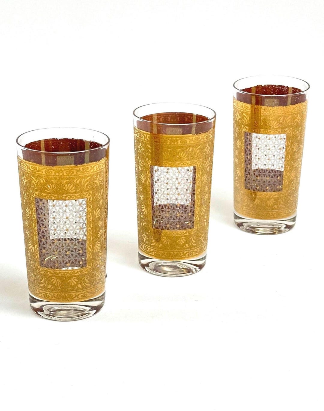 Mid Century Modern Pasinski Kashmir 22k Gold Encrusted Highball ...