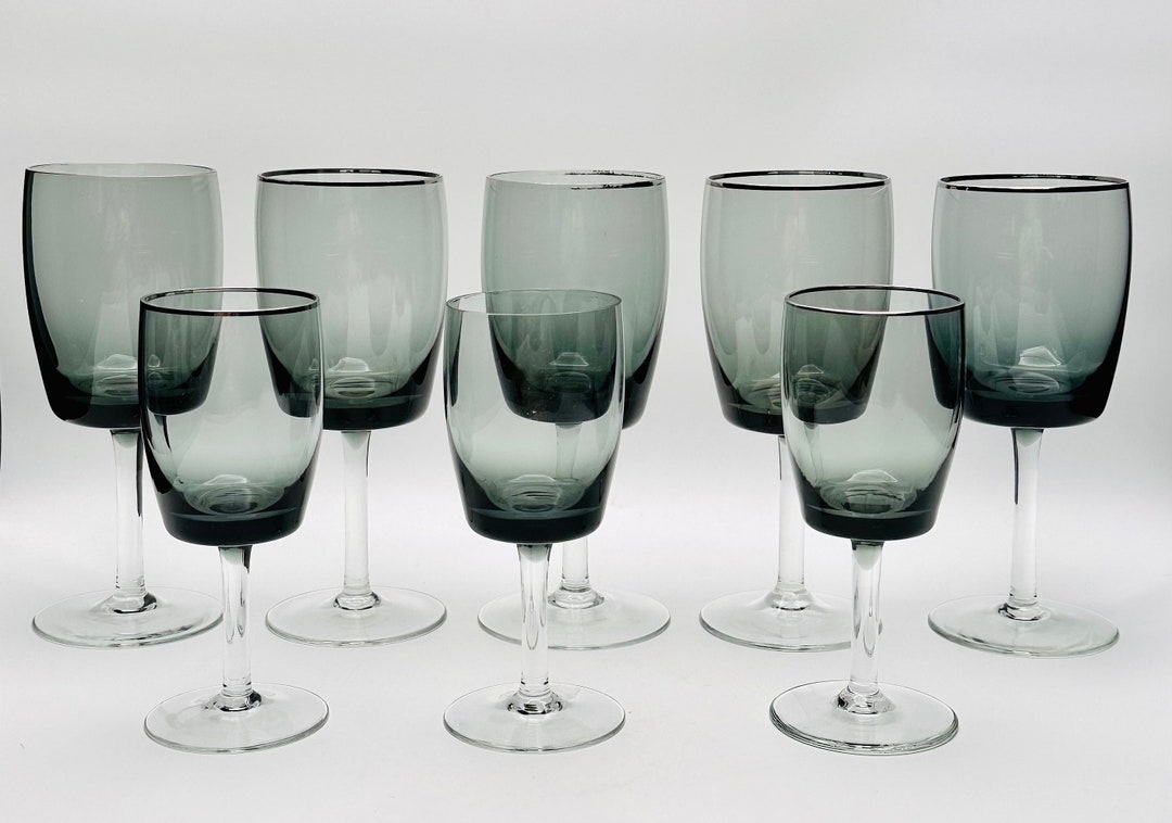 Vintage Gorham Reizart Midnight Mist Crystal Wine Glasses Set of 8 ...