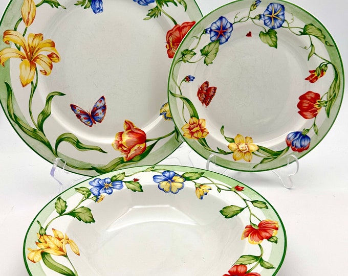 Vintage Coventry Secret Garden Porcelain Dinnerware - 3pc Place Setting ...