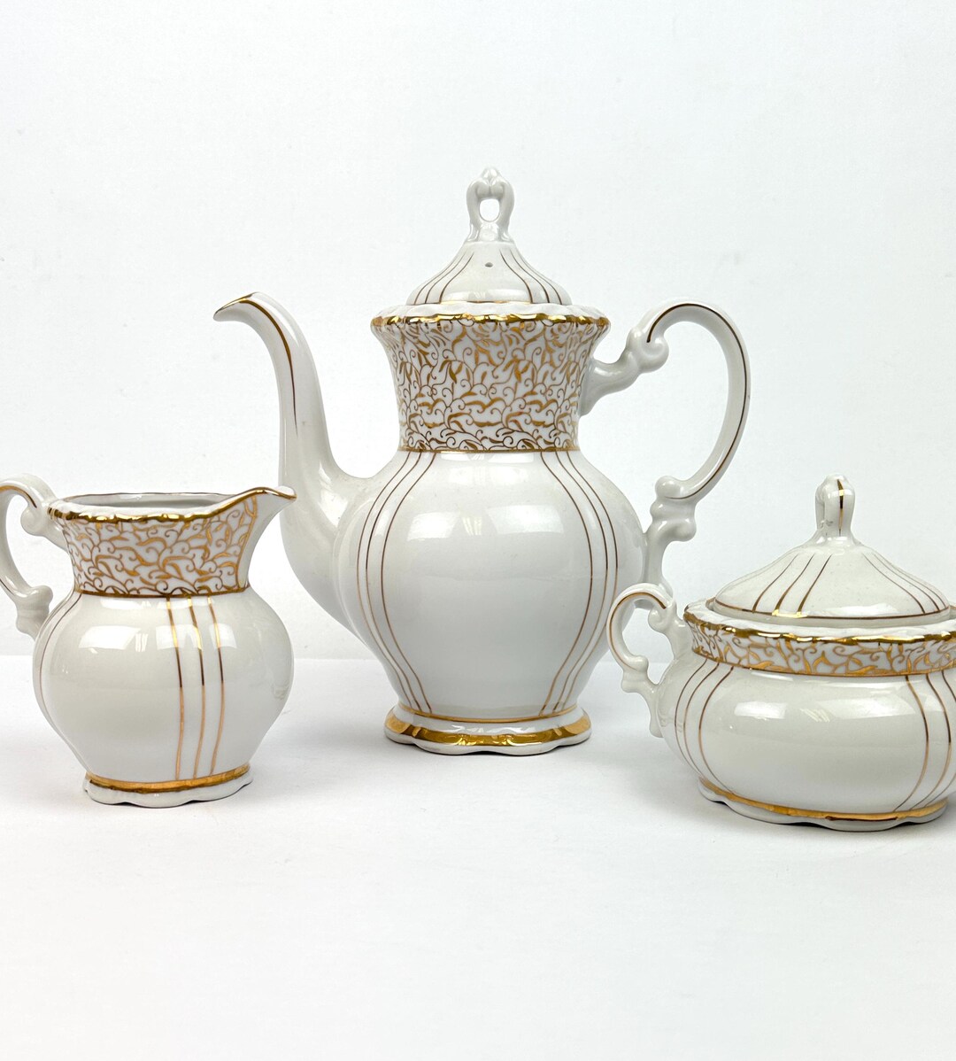 Vintage Seyei Fine China Tea Set Japan #1030 – 3-piece White With Gold ...