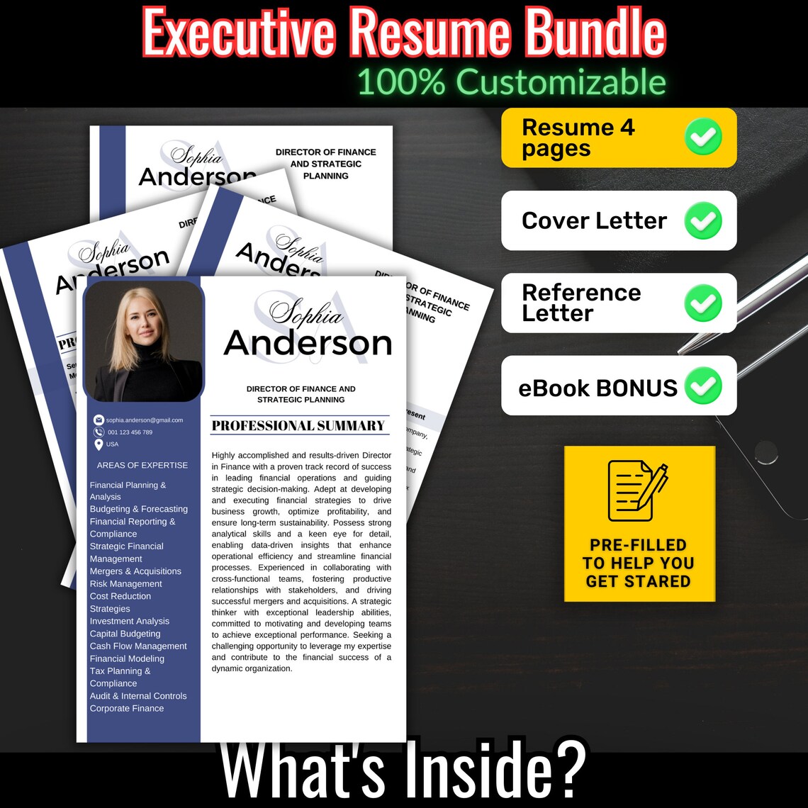 Modèle de CV exécutif Canva, Modèle de CV exécutif pour directeur ...