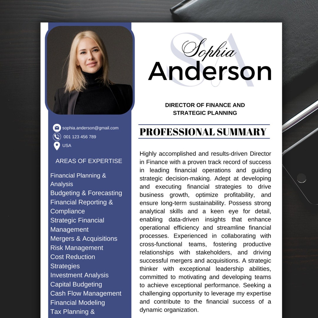 Modèle de CV exécutif Canva, Modèle de CV exécutif pour directeur ...