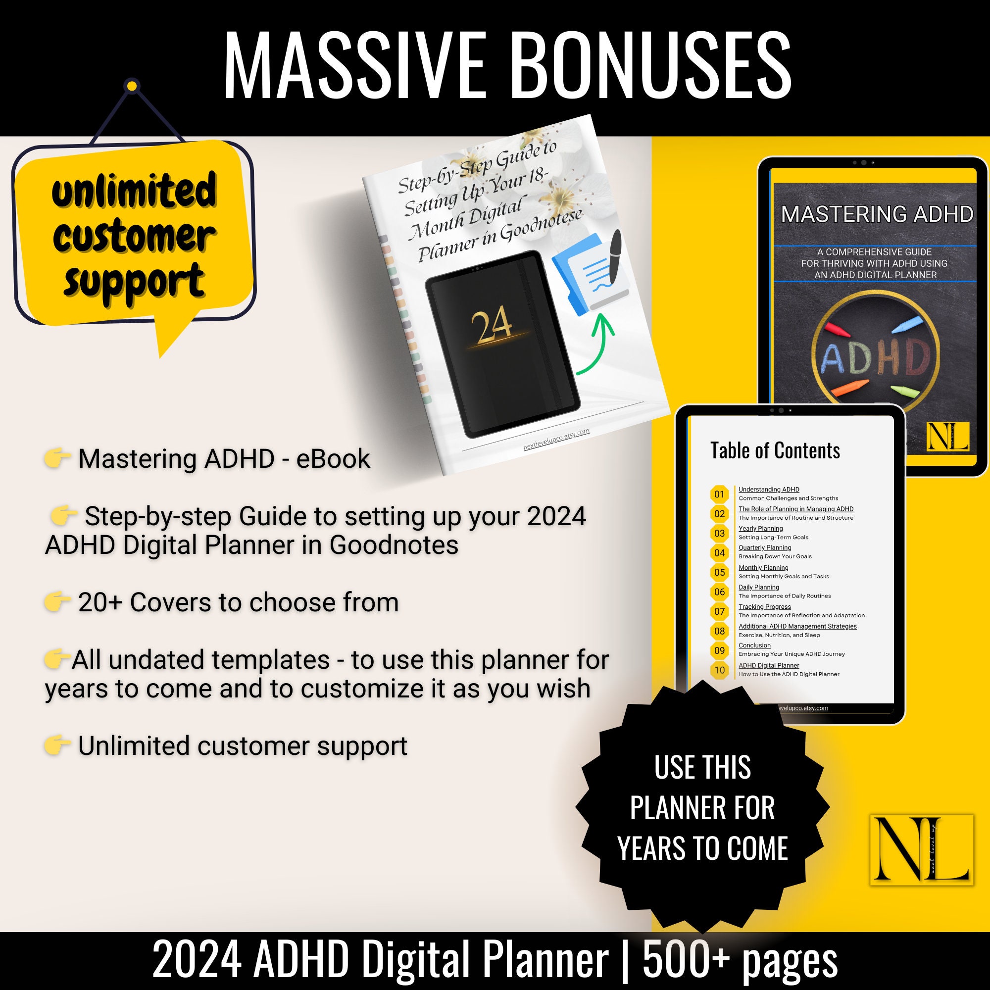 ADHD Digital Planner 2024, Adult ADHD Planner, Adhd Organizer 2024 ...