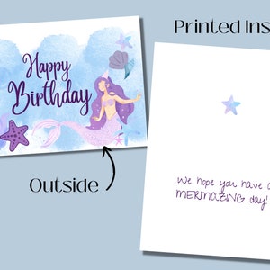 Mermaid Happy Birthday Card Mermaid Birthday Card Printable - Etsy
