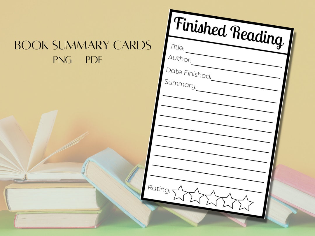 Book Summary Cards, Reading Summary Cards, Book Rating Tracker ...