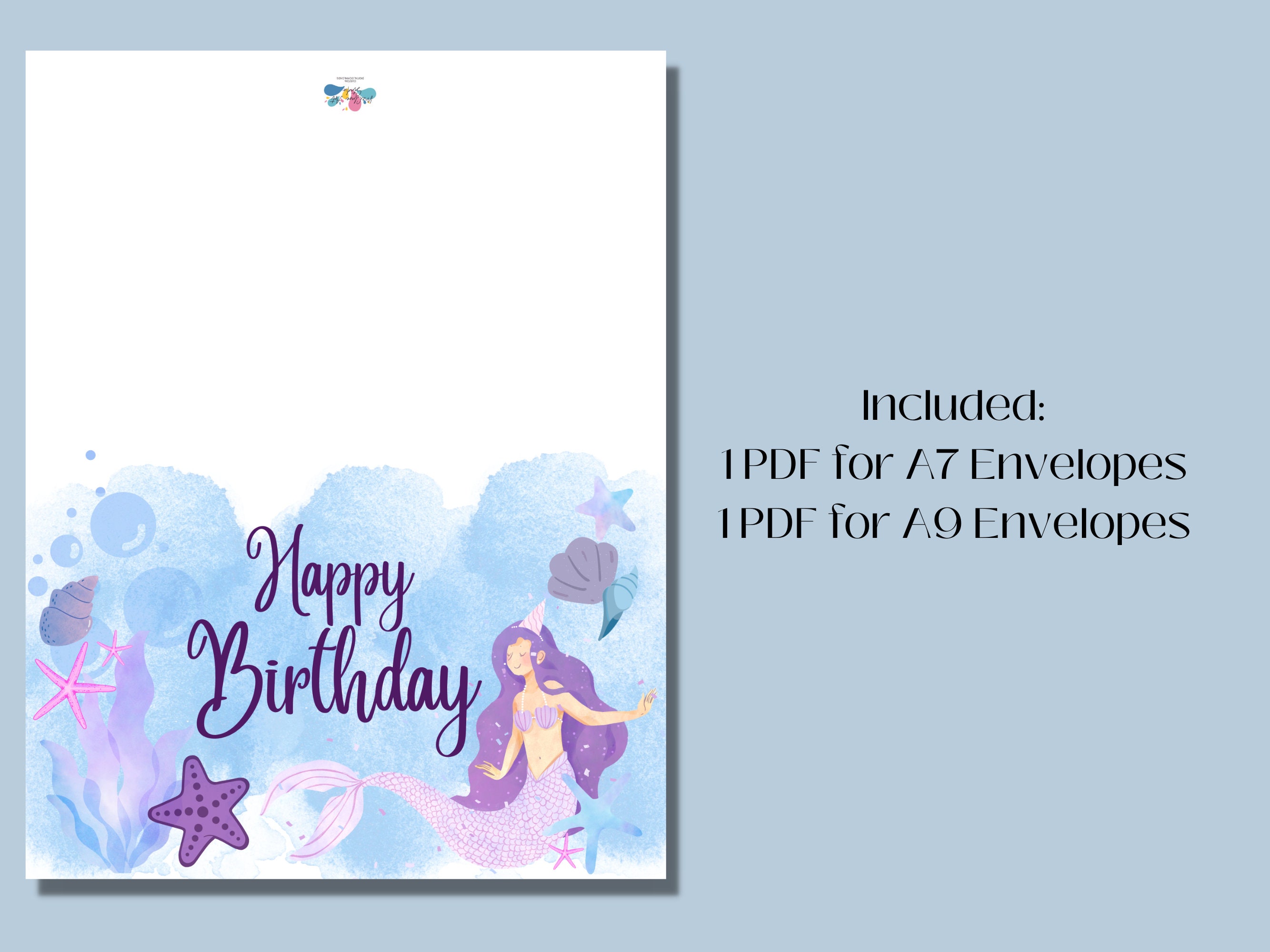 Mermaid Happy Birthday Card Mermaid Birthday Card Printable - Etsy
