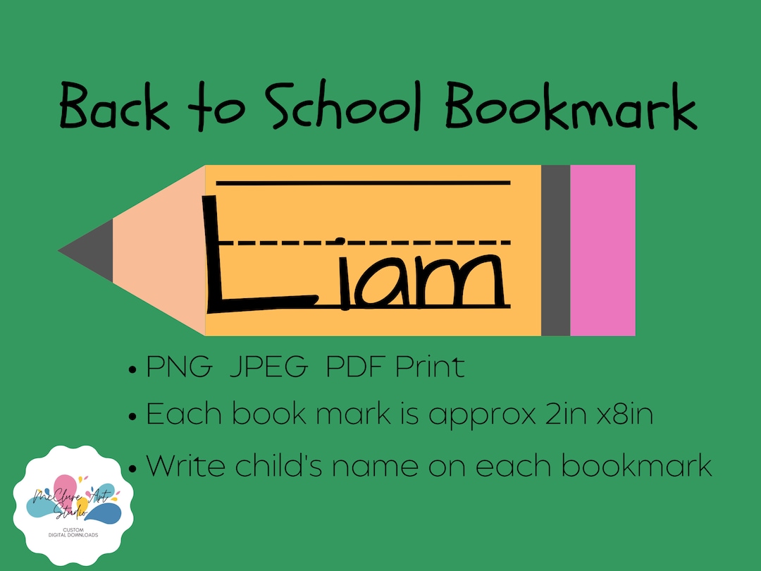 Printable Pencil Shaped Bookmarks for Back to School, Children's School ...