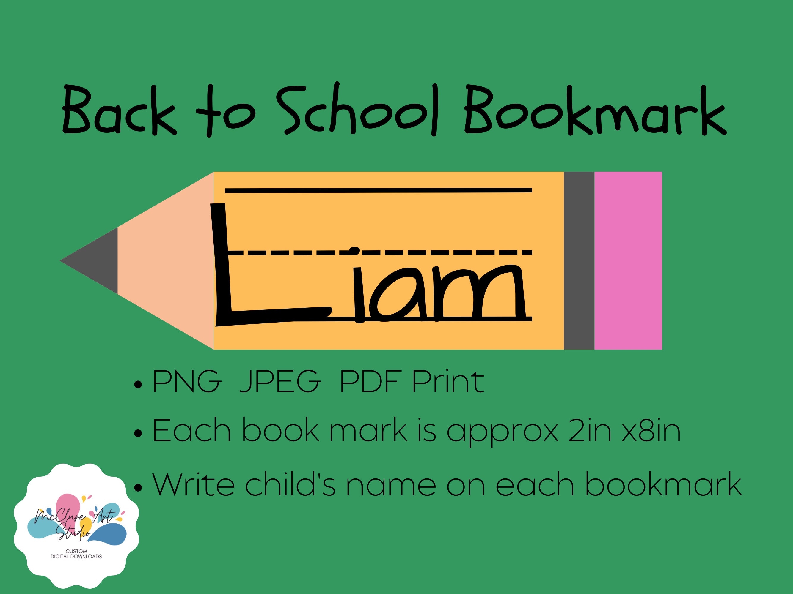 Printable Pencil Shaped Bookmarks for Back to School, Children's School ...