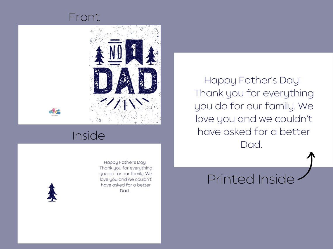 Printable Number One Dad Card for Father's Day, Printable Card for ...