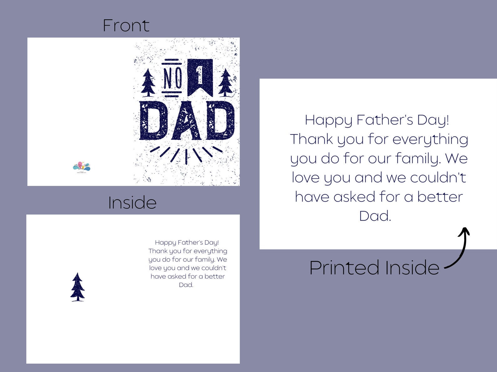 Printable Number One Dad Card for Father's Day, Printable Card for ...