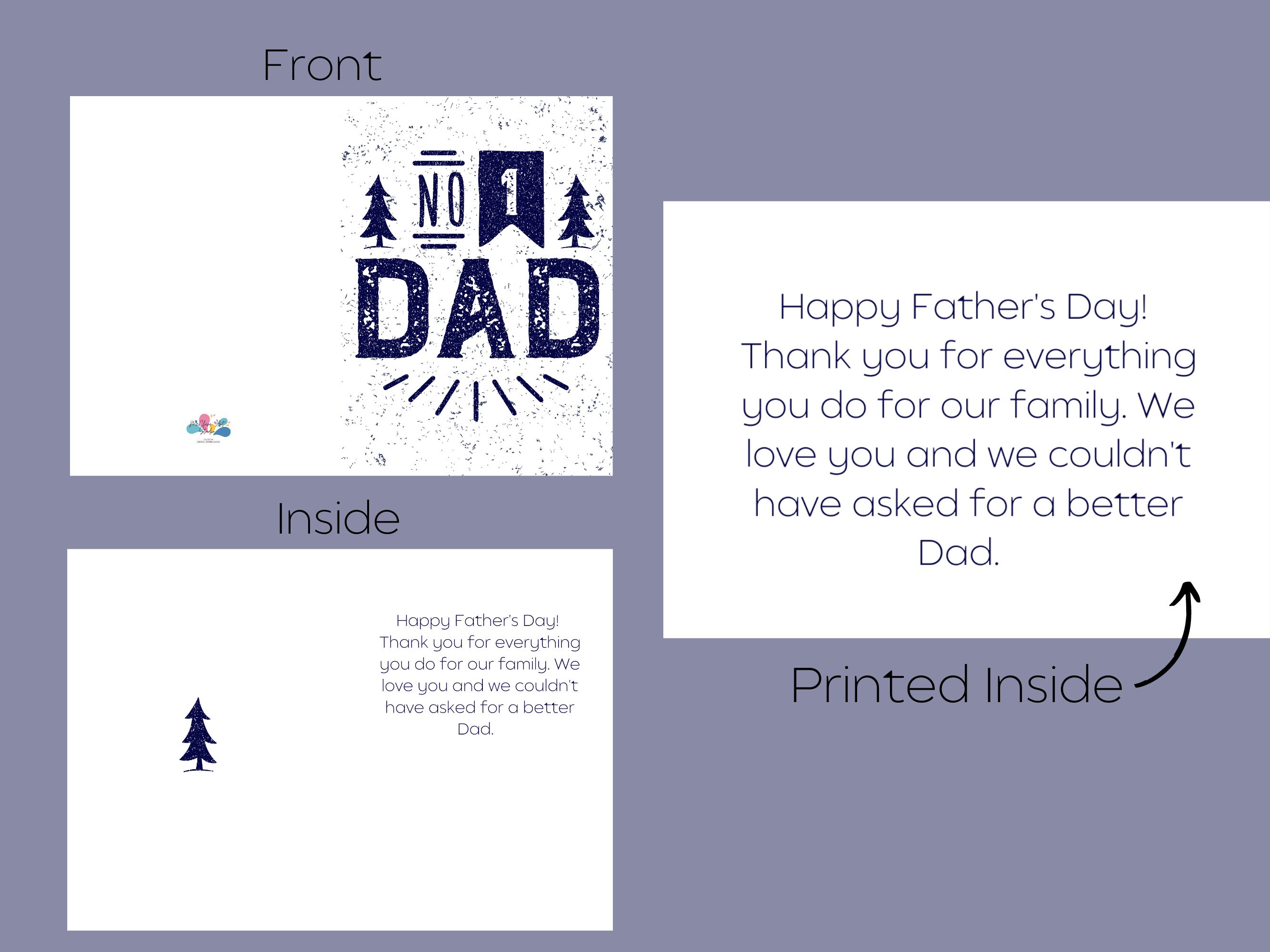 Printable Number One Dad Card for Father's Day, Printable Card for ...
