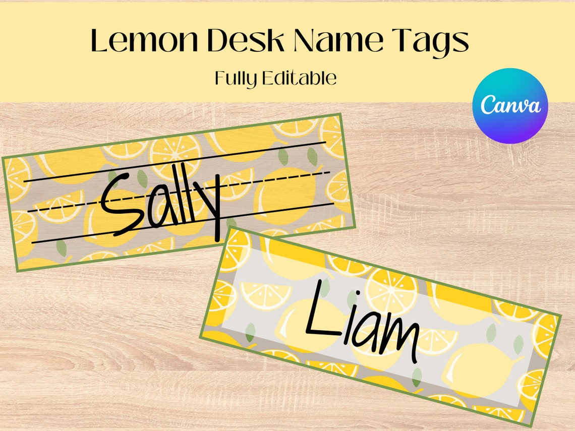 Classroom Desk Name Tag, Name Tags for Back to School, Lemon Desk Name ...