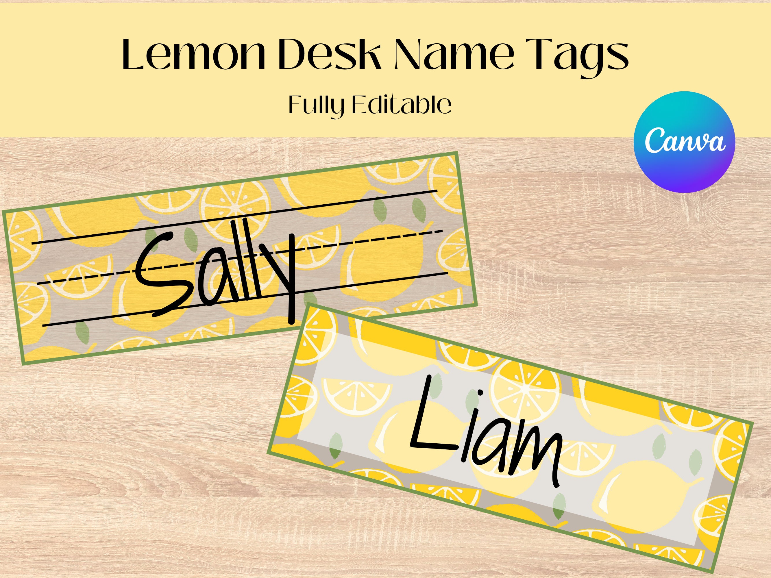 Classroom Desk Name Tag, Name Tags for Back to School, Lemon Desk Name ...