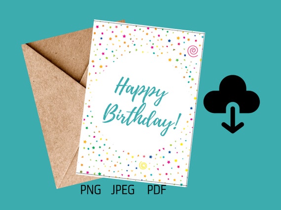 Happy Birthday Card Confetti Birthday Greeting Card Birthday - Etsy