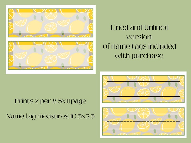 Classroom Desk Name Tag, Name Tags for Back to School, Lemon Desk Name ...