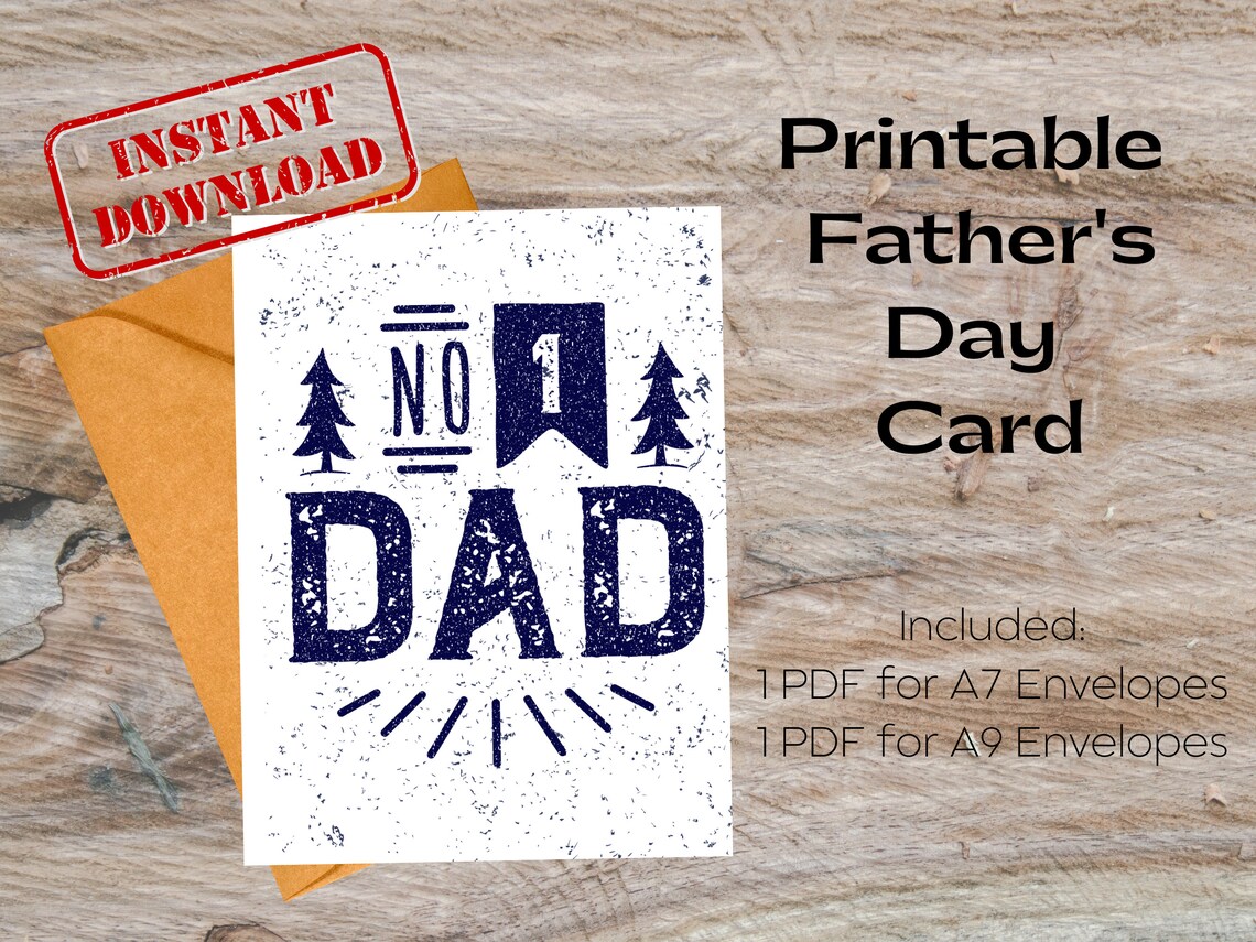 Printable Number One Dad Card for Father's Day, Printable Card for ...