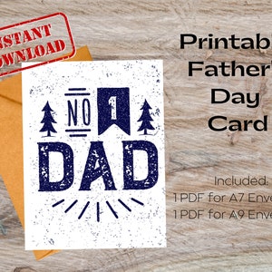 Printable Number One Dad Card for Father's Day, Printable Card for ...