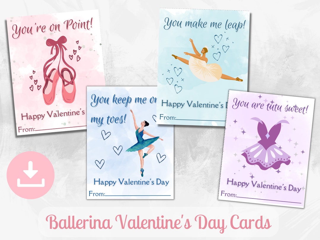 Ballerina Valentine's Day Cards, Ballerina Valentine Cards Printable ...