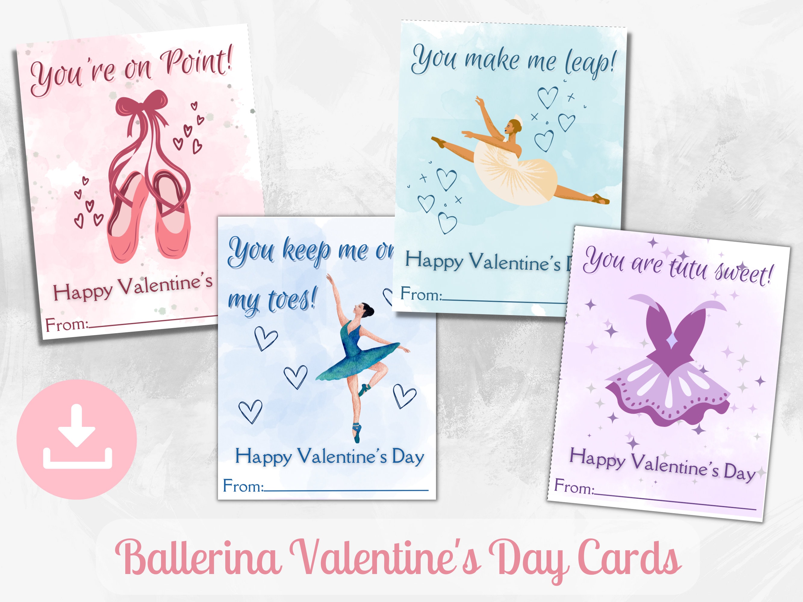 Ballerina Valentine's Day Cards, Ballerina Valentine Cards Printable ...