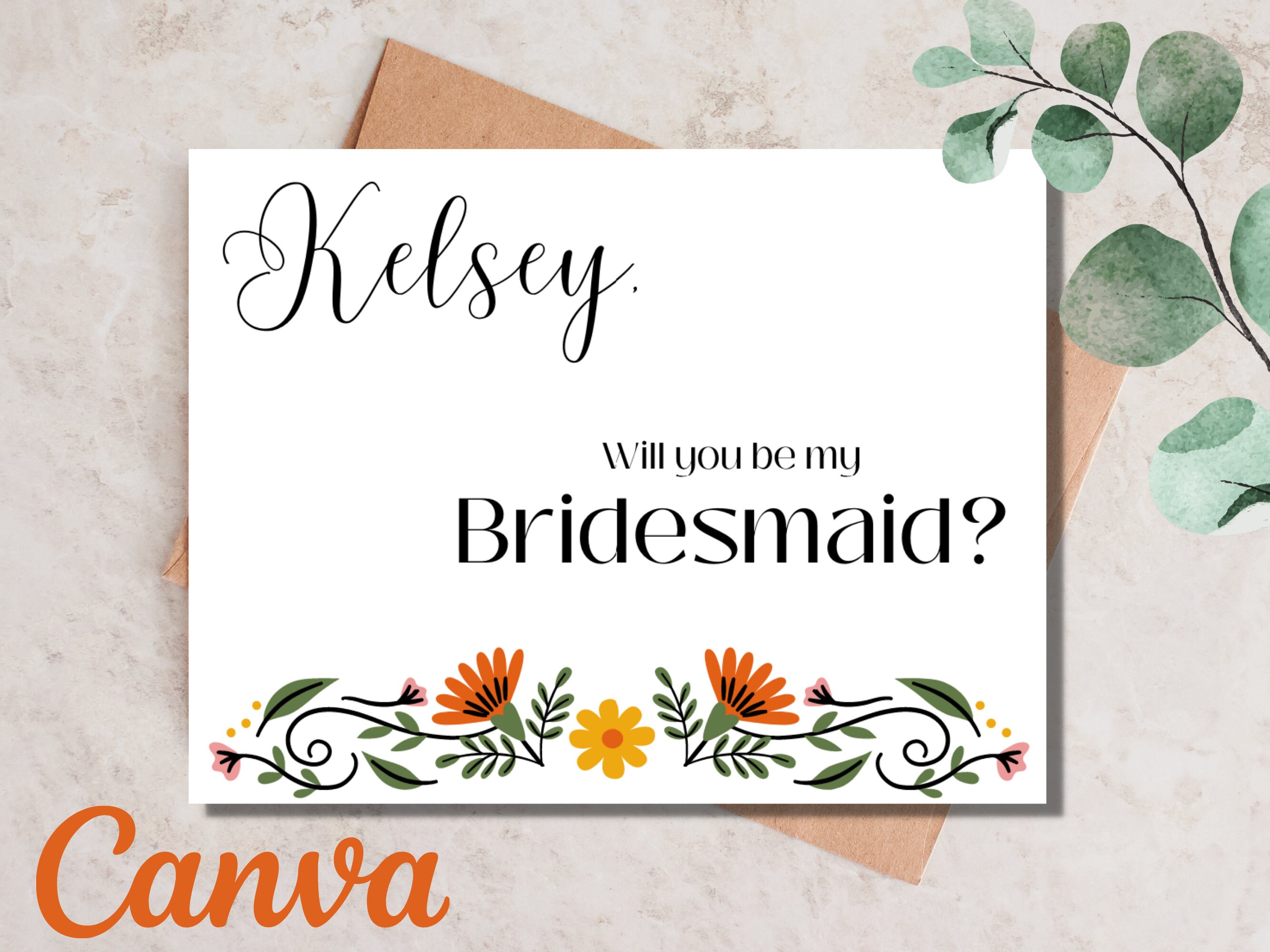 Bridesmaid Proposal Card Printable Will You Be My Bridesmaid - Etsy