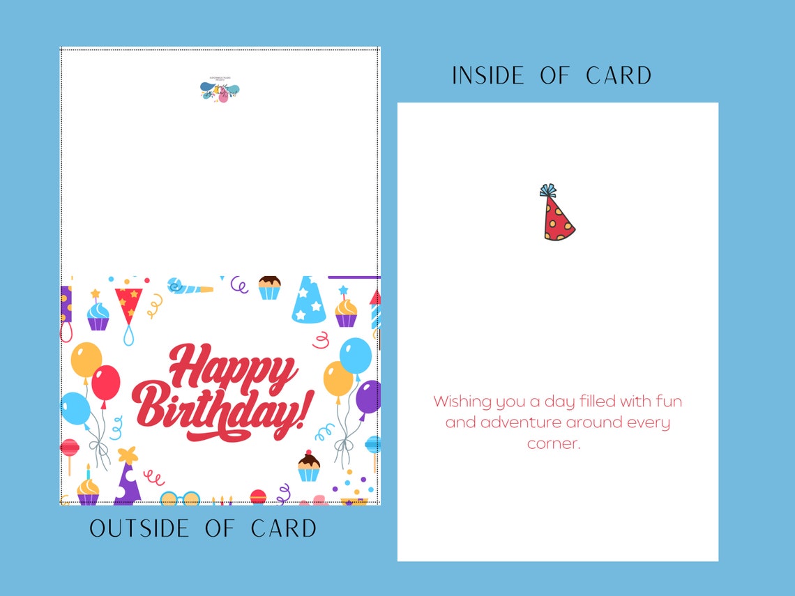 Printable Birthday Card With Greeting Inside, Printable Birthday Card ...