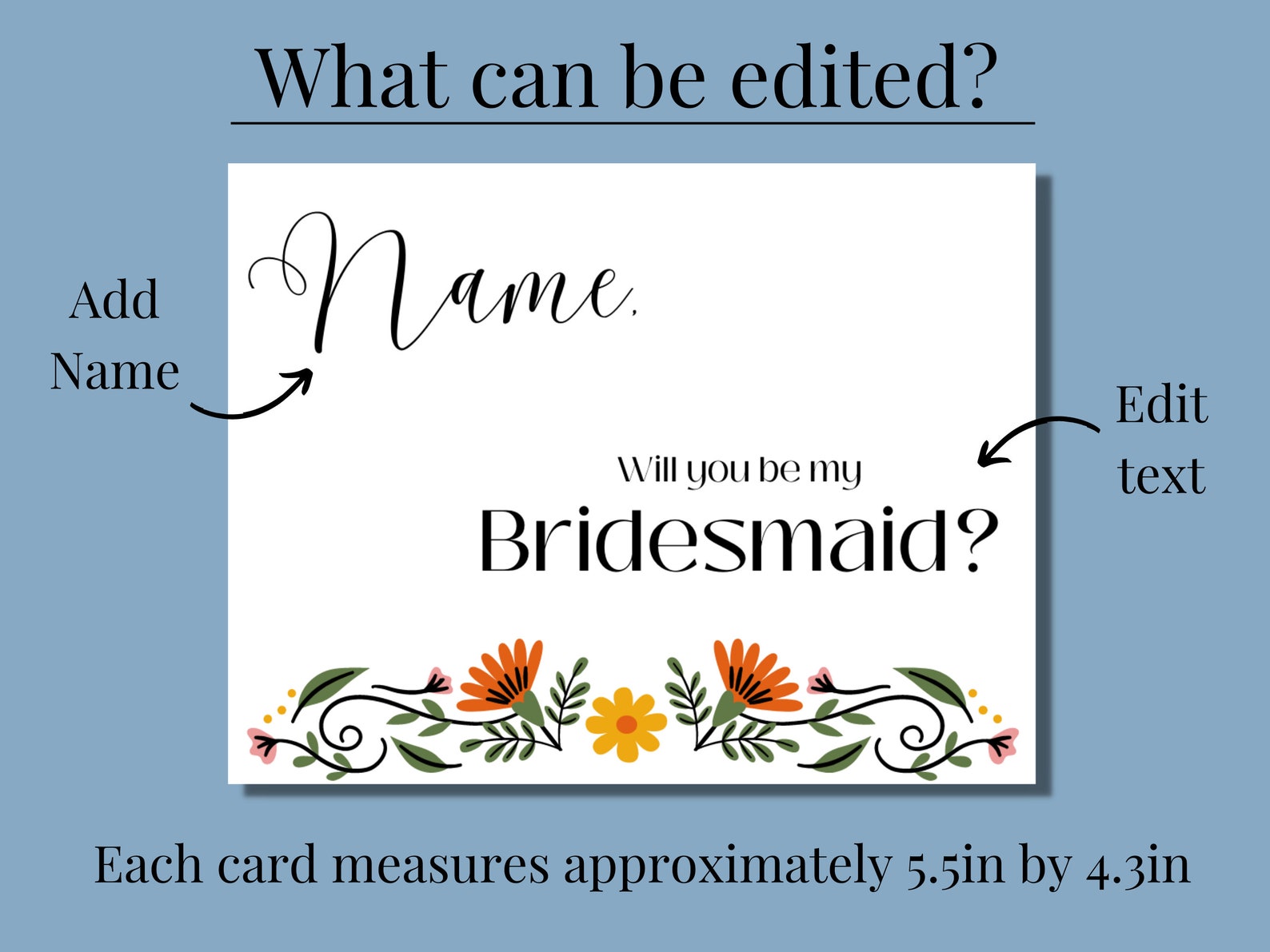 Bridesmaid Proposal Card Printable Will You Be My Bridesmaid - Etsy