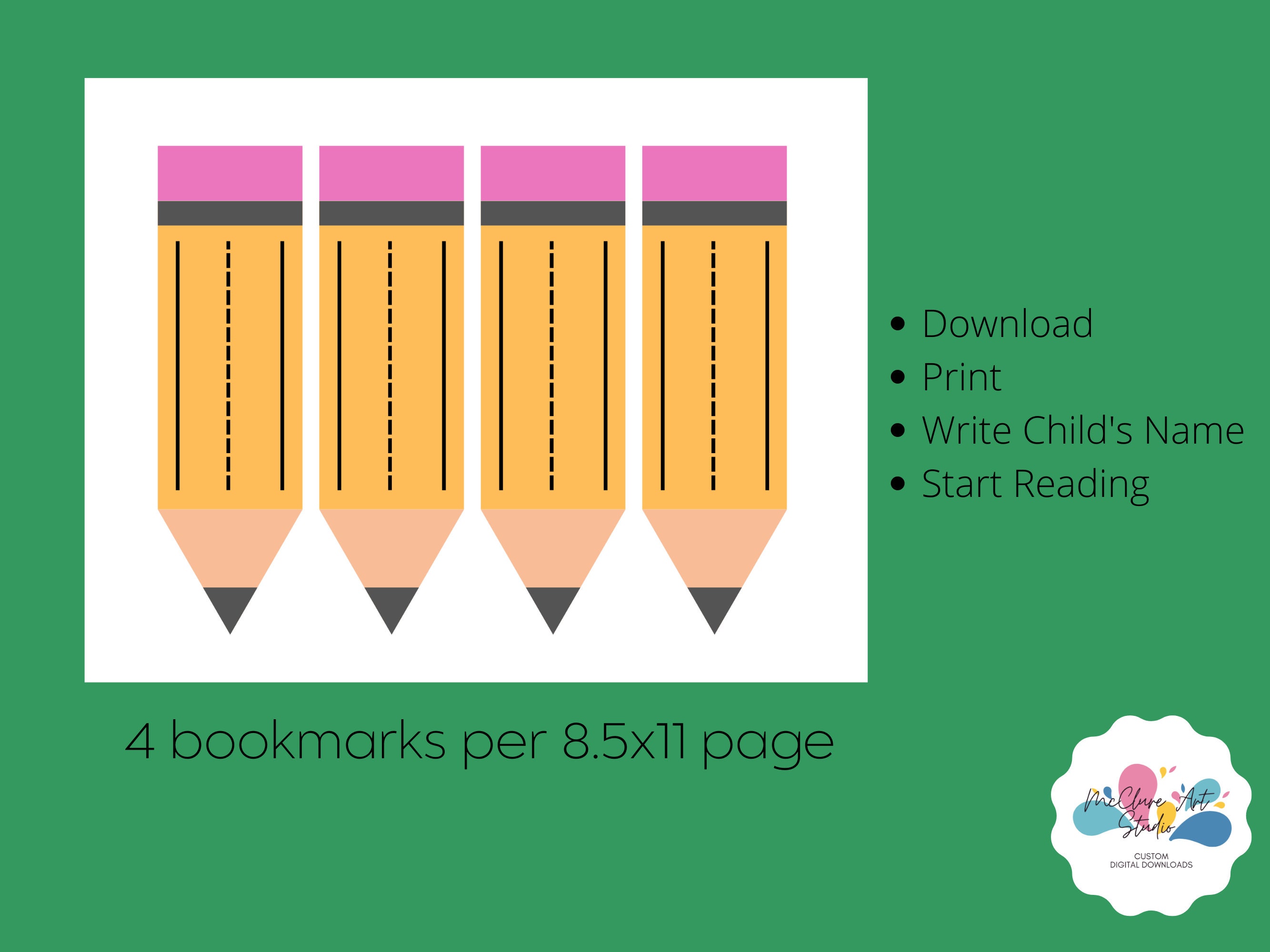 Printable Pencil Shaped Bookmarks for Back to School, Children's School ...