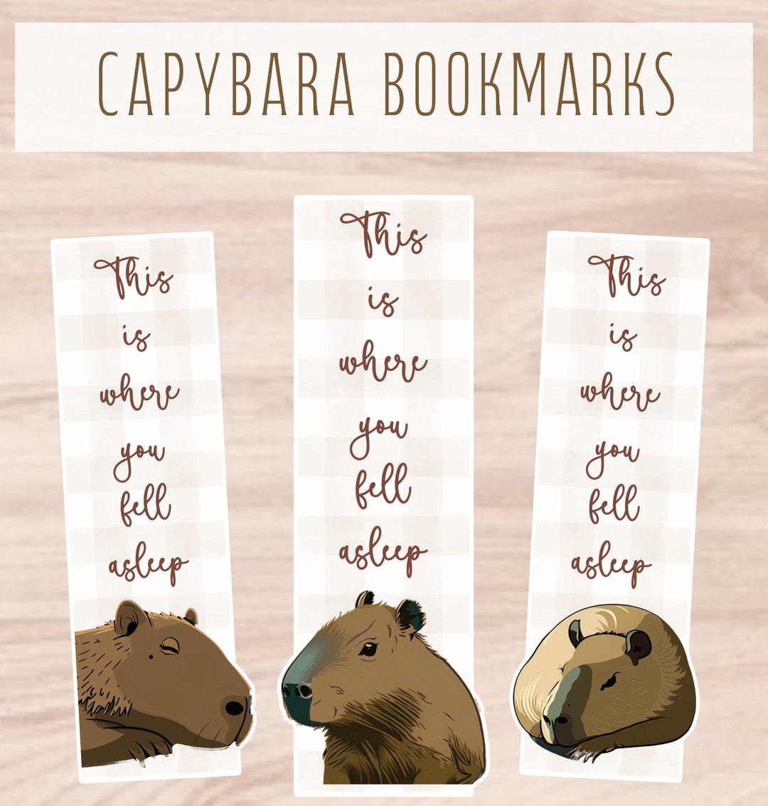 Capybara Bookmarks Set of 3 Cute Sleepy Capybara Book Lover Gift ...