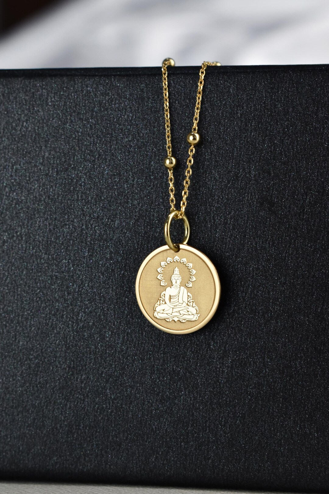14k Solid Gold Buddha Necklace, Custom Zen Buddha Necklace, Dainty the ...