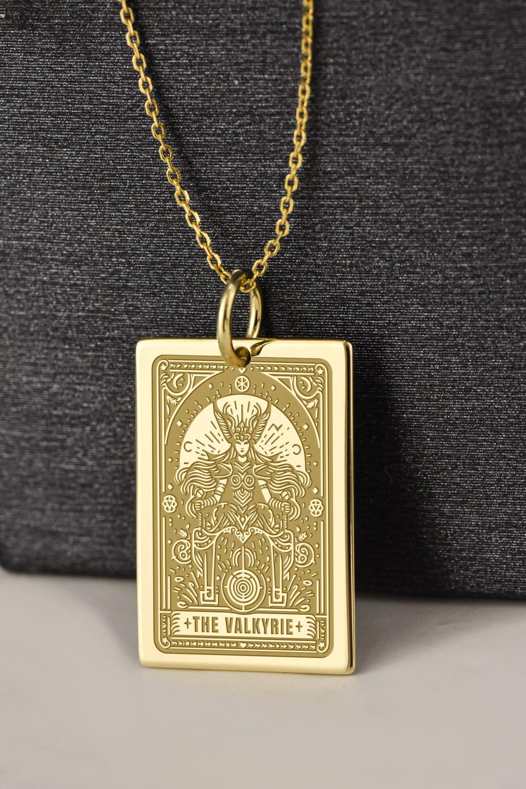 14K Gold Valkyrie Necklace, Viking Pendant, Pagan Amulet, Personalized ...