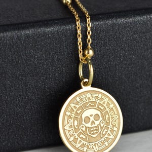 14k Solid Gold Pirate Coin Necklace, Personalized Pirate Charm, Pirate ...
